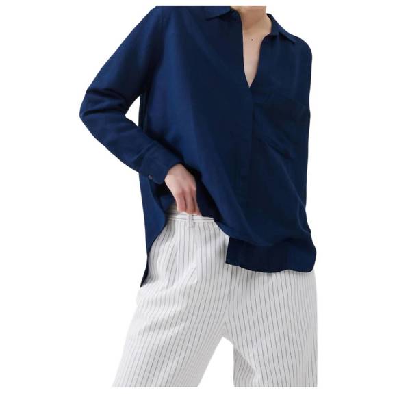 French Connection | Tops | New French Connection Birdie Linen Boyfriend ...